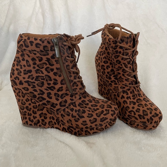 JustFab | Shoes | Cheetah Print Wedge Ankle Boot | Poshmark